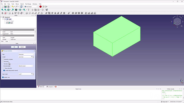 Intro to FreeCAD Part 2: Sketches, Constraints, Part Design